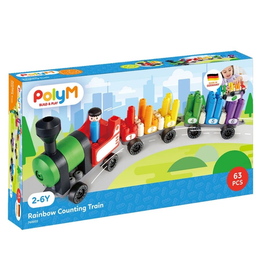 PolyM Build and Play Rainbow Counting Train Kit | KidzInc Australia
