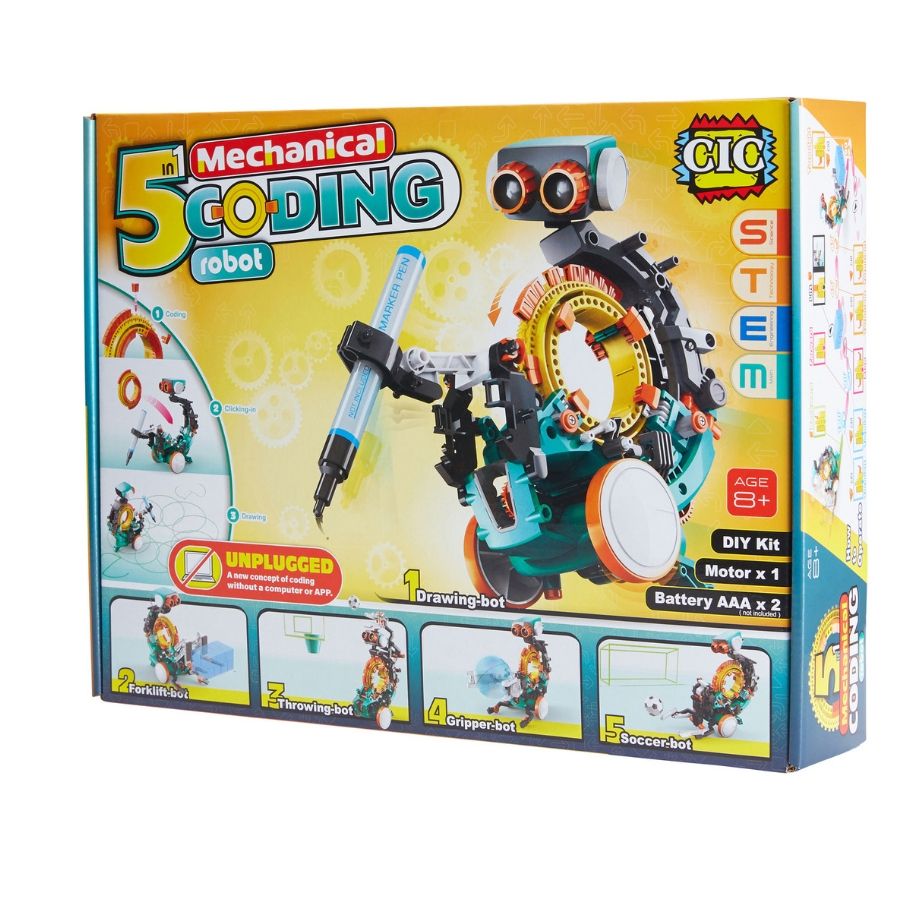 CIC 5 in 1 Mechanical Coding Robot Kit | STEM Toys | KidzInc Australia