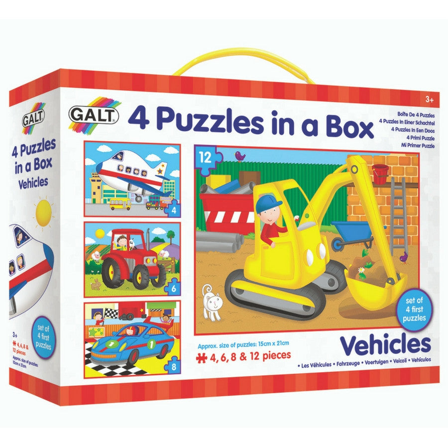 Galt Four Puzzles In A Box: Vehicles | KidzInc Australia